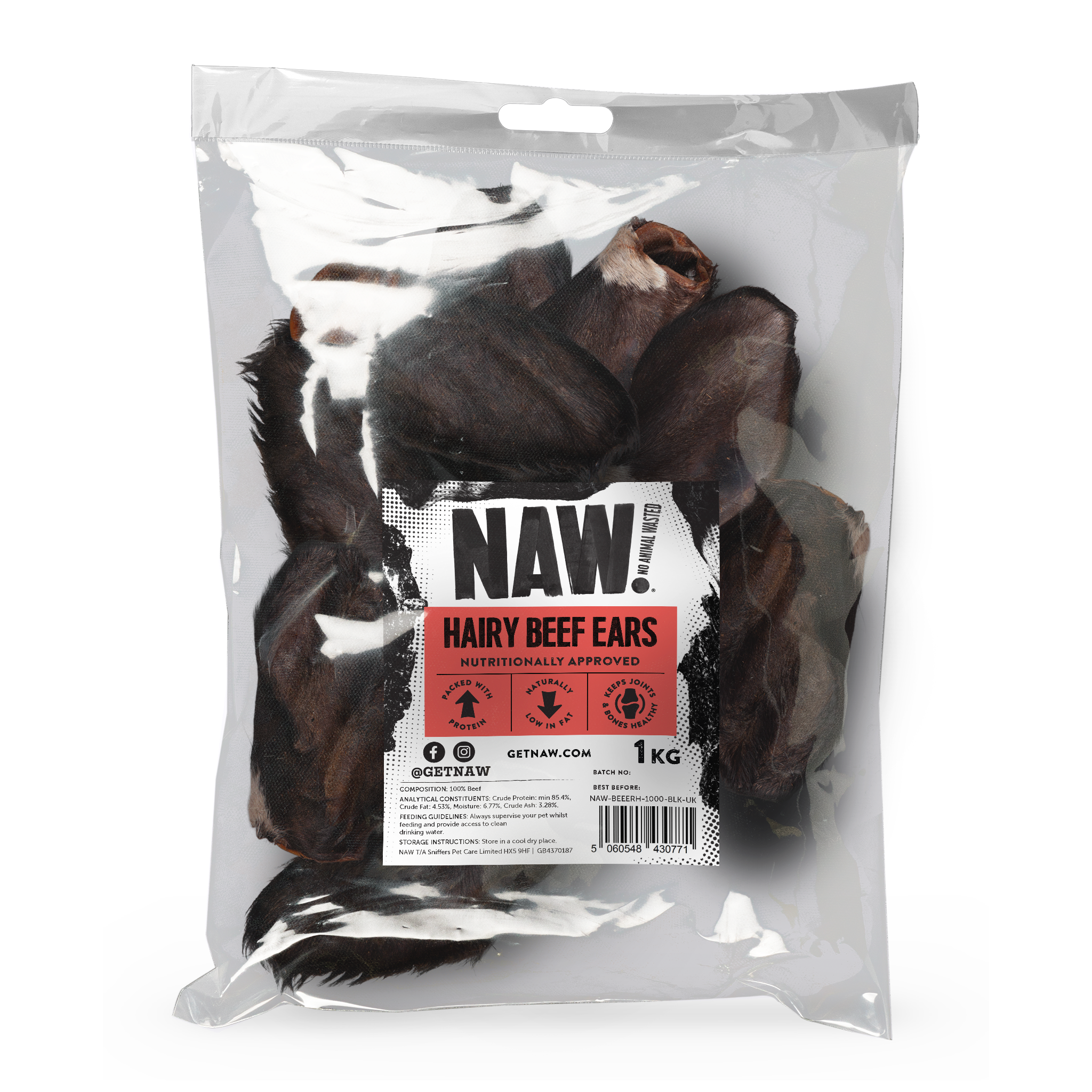 NAW Beef Ears with Hair (1kg) – Sniffers Pet Care