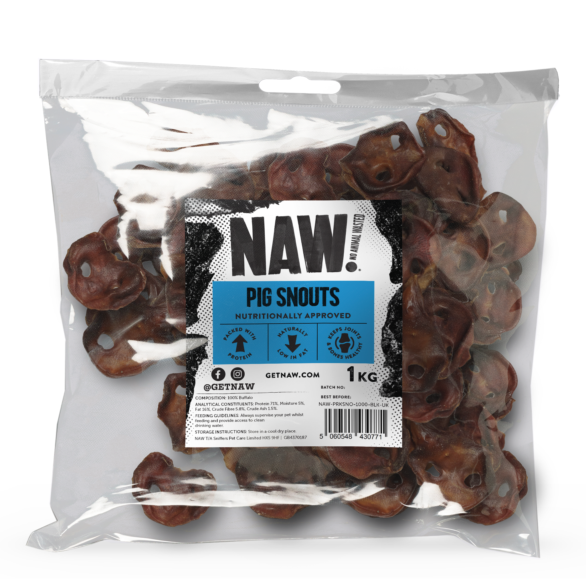 NAW Pig Snouts (1kg) – Sniffers Pet Care